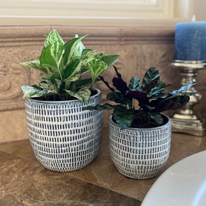 Textured Floral Ceramic Planter Pots - Etsy