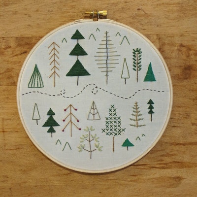 Forest, Beginner Embroidery Pattern, Scandinavian Modern, Folk Art ...