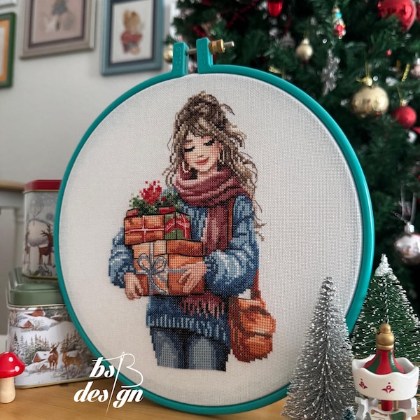 Girl in a Hat Cross Stitch, Cross Stitch Pattern, Girl Cross Stitch ...