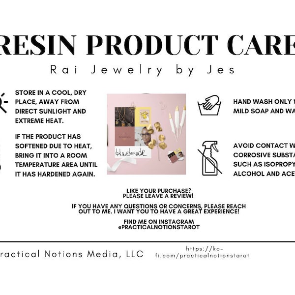 Resin Care Card Template, Resin Guide Canva Template, Simple Resin Card ...