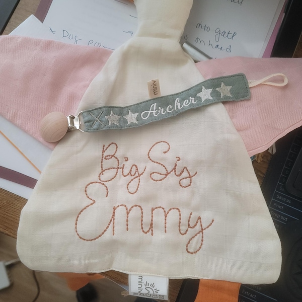 Personalized Pacifier Clip Holder / Embroidered Name / Custom Boho ...