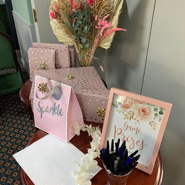 Game Prizes Sign, Printable Game Table Sign, Prizes Sign, Blush Pink ...