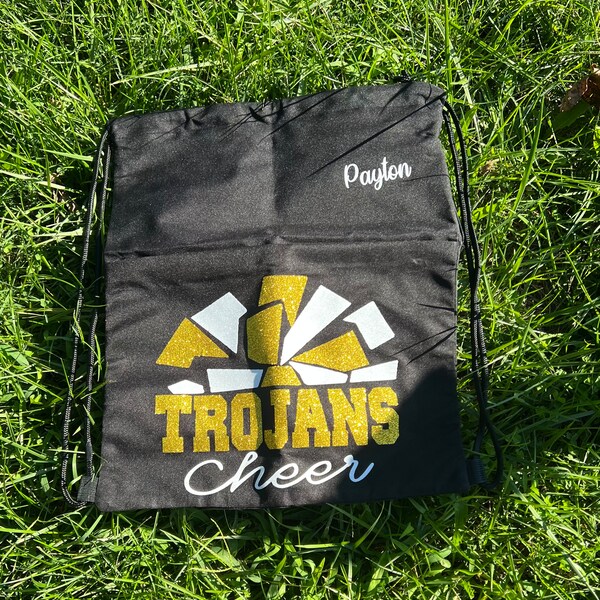 Black Custom Drawstring Bag Personalized in Your Choice of Colors, Team Drawstring Bag, Chinch ...