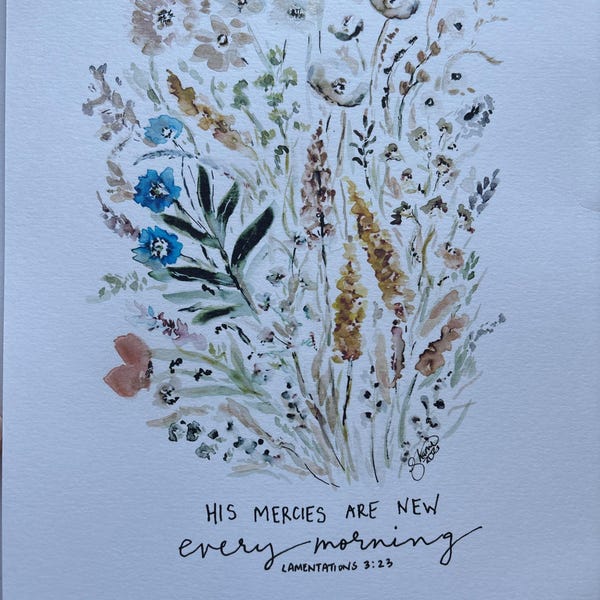 His Mercies Are New Every Morning Boho Wall Art, Christian Scripture ...