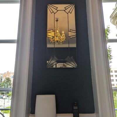 Art Deco Chicago Large Mirror Over Mantel Stained Glass Style 91x61cm ...