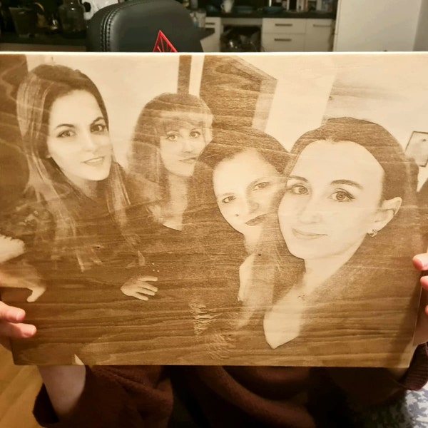 Wooden Gift Portrait Wooden Picture Made of Birch Photo Engraving on ...