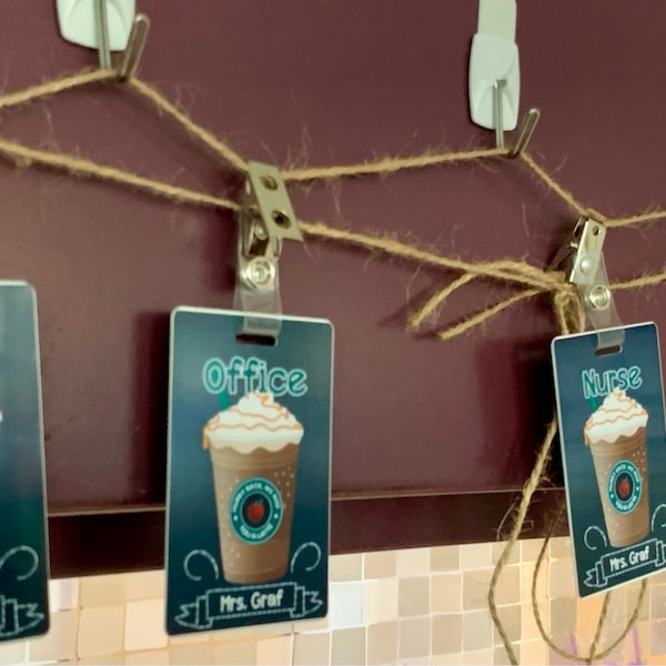 Coffee Theme Classroom Hall Passes for Teachers, Personalized, Set of ...