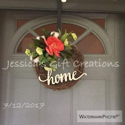 Home Script Word Wood Sign, Wooden Words, Sign Art, Rustic Cursive Word ...