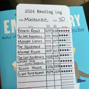Reading Log Bookmark, Book Tracker, Reading List, Progress Tracker ...