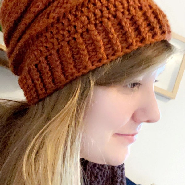 Crochet PATTERN | Ribbed Slouchy Beanie Crochet Pattern | Slouch Hat ...