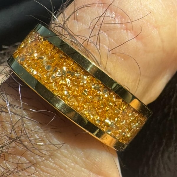 6mm Yellow Citrine Ring Gold Citrine German Glass Wedding Tungsten ...
