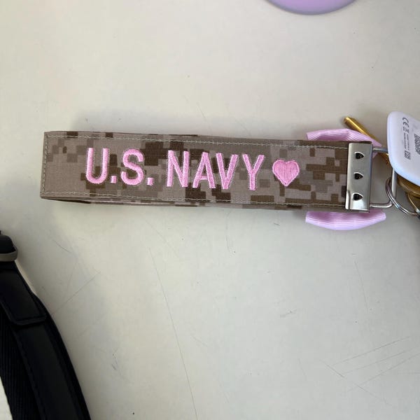Military Nametape Keychain W/ Bow & Rhinestones/pearls: ANY BRANCH ...