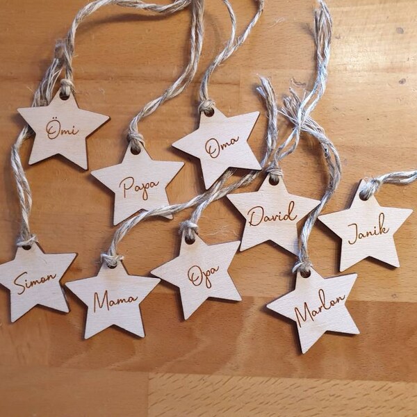 Personalized Wood Star Tags, Custom Star Gift Tags | Laser Engraved ...