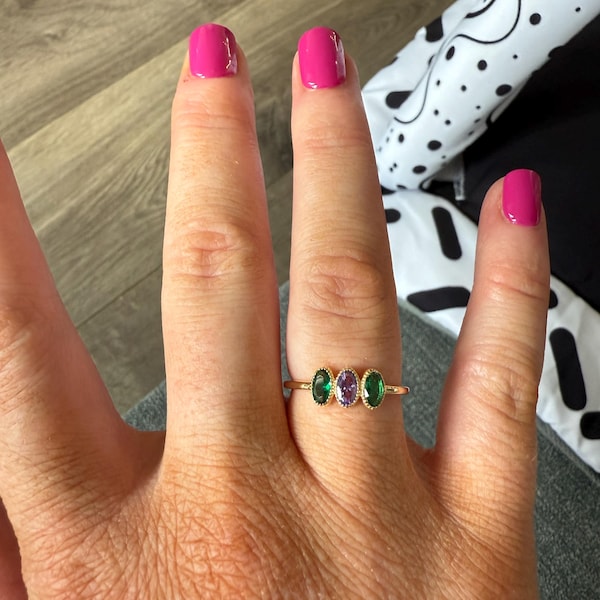 14K Gold Birthstone Ring Stackable Rings for Women, Mothers Ring, Personalized Gifts for Her for ...