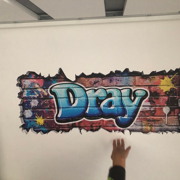 Personalised 3D Cracked Wall Effect Graffiti Wall Art Decal/sticker - Etsy