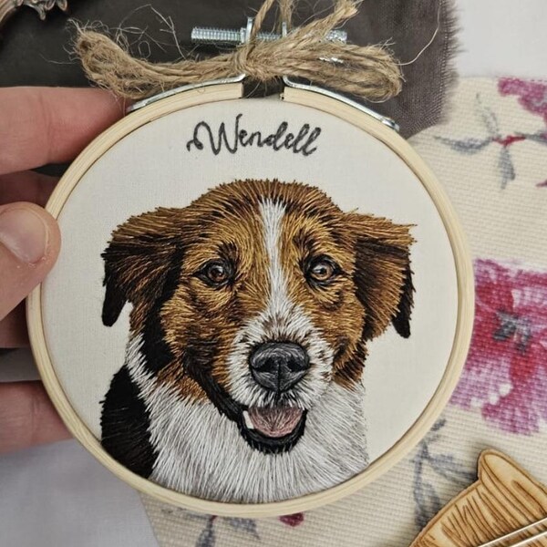 Embroidered Cat Portrait, Custom Pet Portrait, Cat Embroidery, Cat ...