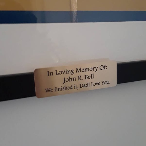 Custom Engraved Solid Brass Plate Picture Frame Art Label Name Tag 3" X ...