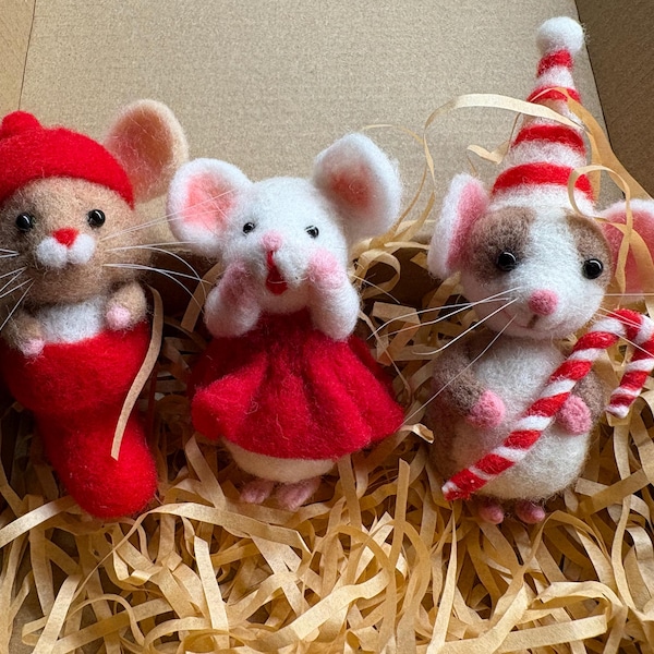 Needle Felted Mouse Christmas Ornament, Wool Figurine - Etsy