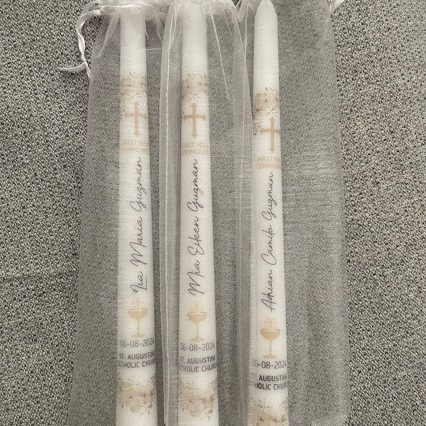 First Holy Communion Taper Candles Personalized Ceremony Candle, First ...