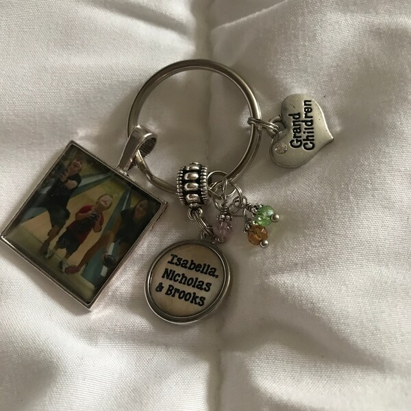 Grand Children Family Kids Photo Key Chain With Names and Charms - Etsy