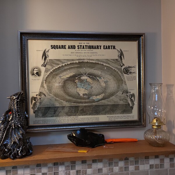 World Map of Square Stationary Flat Earth 1893 Antique Reprint ...