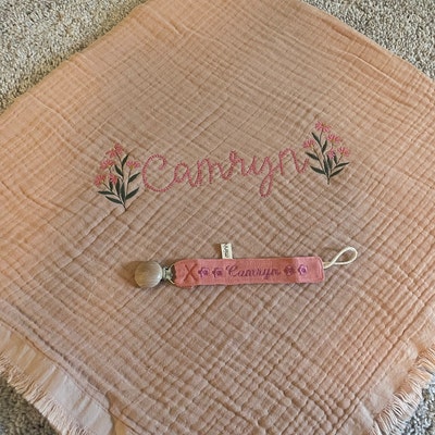 Personalized Embroidered Baby Receiving Blanket, Baby Blanket With Name ...