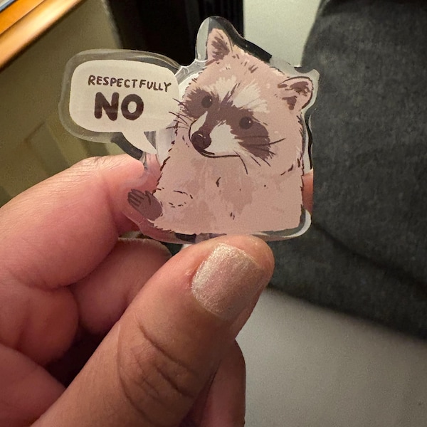 Raccoon Respectfully No Badge Reel With ID Belt Clip Cute Design ...