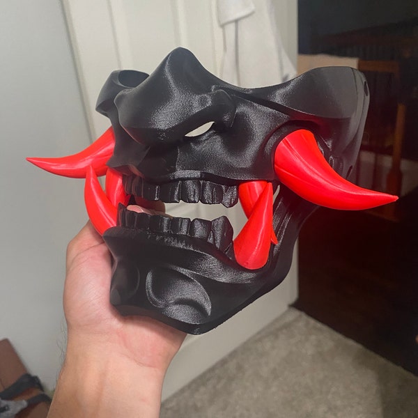 Japanese Hannya Half Mask Oni Demon Mask 3D Printed Samurai Mask - Etsy