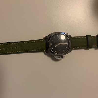 Green Watch Strap , Custom Handmade Leather Watch Strap 14mm 16mm 17mm ...