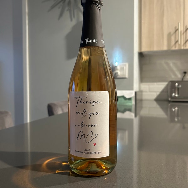 Customised Will You Be Our MC Wedding Wine Label, Bride and Groom MC ...
