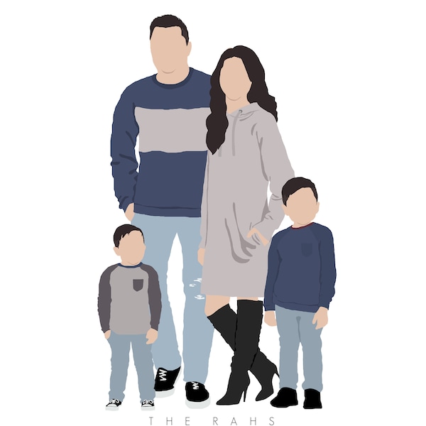 Faceless Family Drawing - Etsy