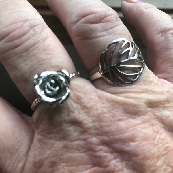 Leaf Ring, Sterling Silver, Rubber Ficus Plant Ring, Filigree Branch ...