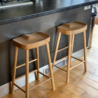 CLASSIC Oak Stool/ Handmade to Any Height/ Solid Oak Kitchen Island Bar ...
