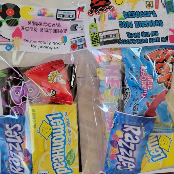 Retro Birthday Party Stickers & Bags: 80s 90s Theme - Etsy