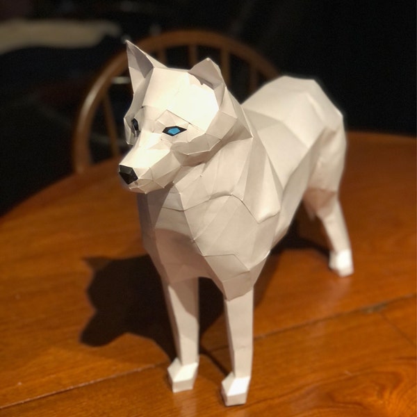 HUSKY Low Poly Dog Papercraft PDF Template Decor - Etsy