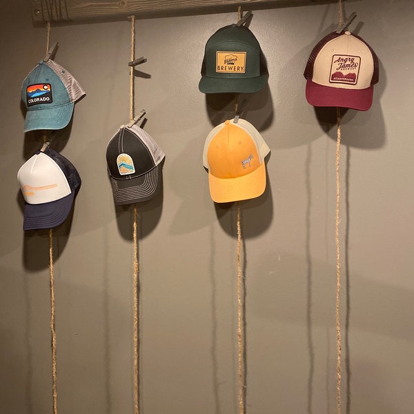 Hat Organizer Hat Wall Hanging Fedora Display Hat Rack Industrial Home ...