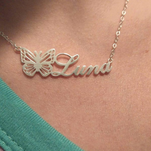 Personalize Butterfly Custom Name Necklace, Name Necklace With ...
