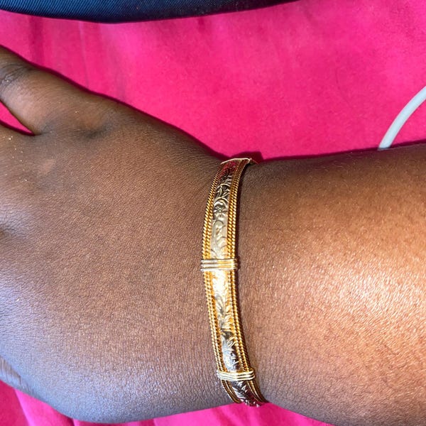 Handmade Gold and Silver Bangle Bracelet, 14k Gold Fill and Sterling ...