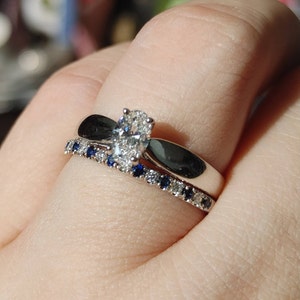 Diamond Blue Sapphire Half Eternity Band Pave Alternating Sapphire Diamond Infinity 2mm Wedding ...