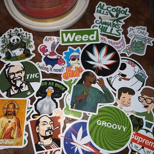 10-200 PCS Vinyl Waterproof Weed Stickers for Adults Cool - Etsy