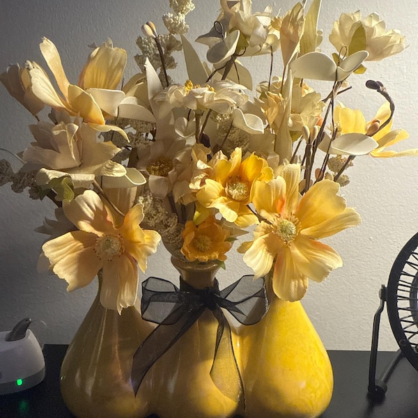 23.5" Fake Cosmos Wildflowers Branch in Soft Yellow & Champagne, Spring ...