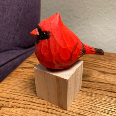 Handmade Cardinal Wood Carving Bird Figurine Cardinals Wood Cardinal ...