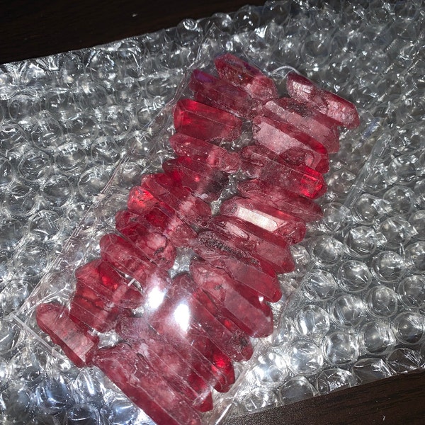 Frosted Red Quartz Crystal Spike Beads Crystal Points Raw Quartz Long ...