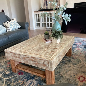 Rustic Coffee Table Farmhouse Coffee Table Whitewashed - Etsy