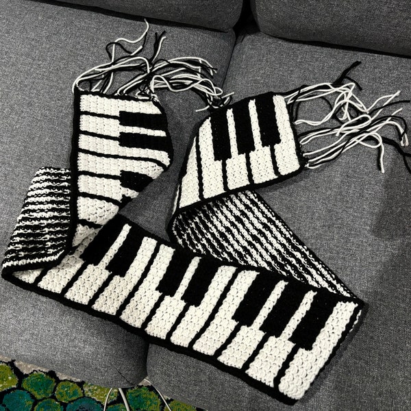 Piano Scarf Crochet Pattern for Mosaic Overlay Crochet (english ...