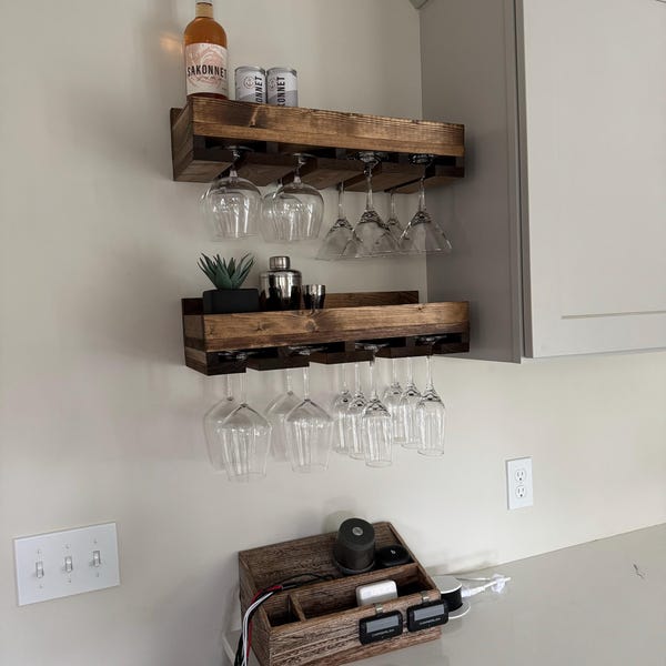 Wood Wine Rack Shelves | the Ryan | Wall Mounted Shelf & Hanging ...