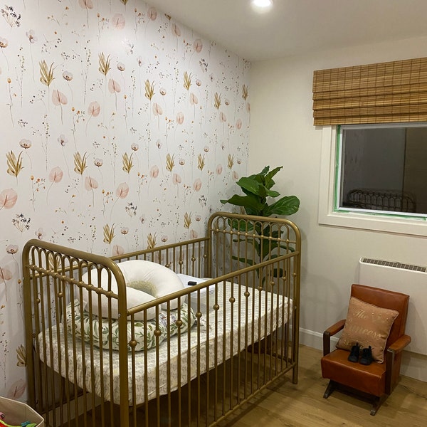 Modern Neutral Floral Wallpaper. Neutral Colors. Peel and Stick and ...