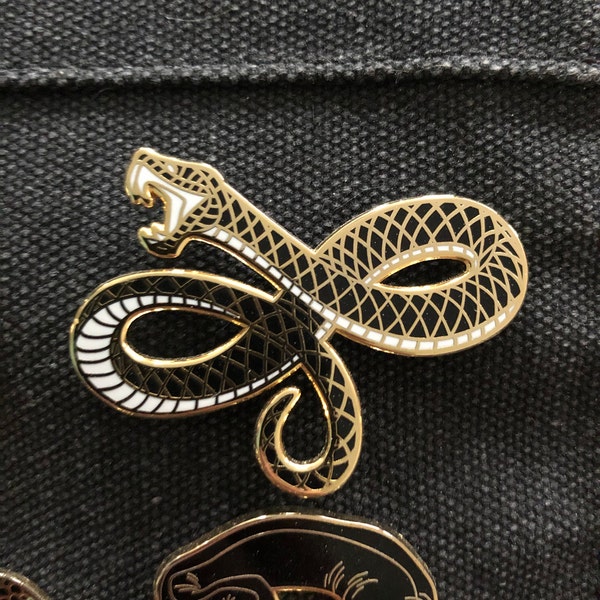 Black Gold Snake Enamel Pin 2" - Etsy