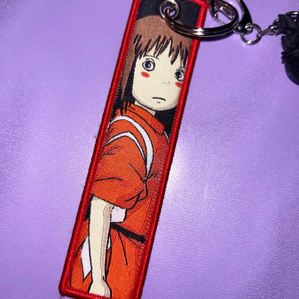Anime Embroidered Jet Tag Keychain - Etsy