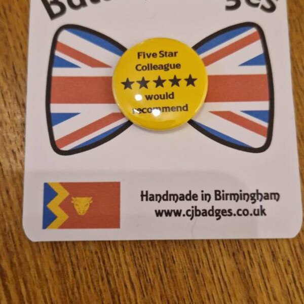 Five Star Colleague Button Badge Recommended - Etsy UK